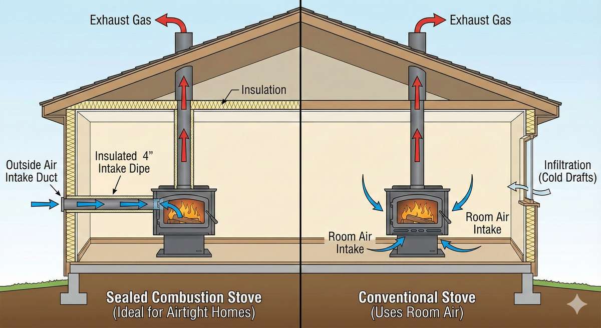 Wood Stoves for Airtight Homes: Direct Air & Sealed Combustion Guide ...